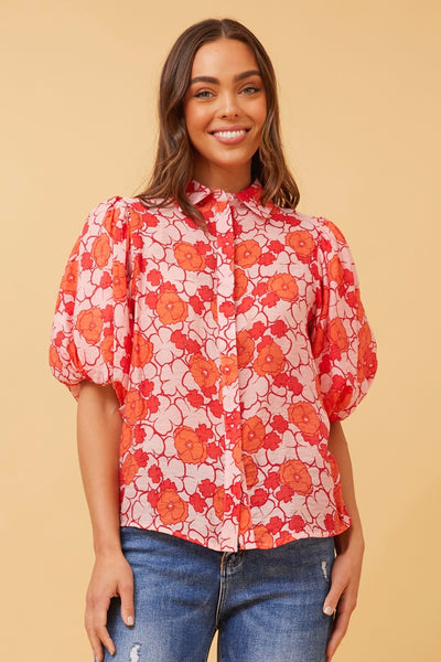 Wilkie puff sleeve floral shirt & Buy Online & Femme Connection